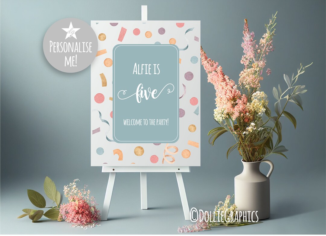 Personalised Birthday Sign, Table Sign, Easel Sign, Party Sign, 1st ...