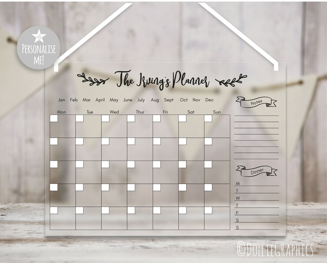 SIMPLE - A3 Personalised Customise Family Wall Planner FREE PEN ...