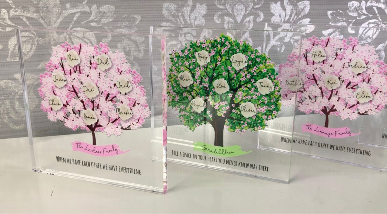 Personalised Pink Family Tree Print Family Tree | Etsy UK