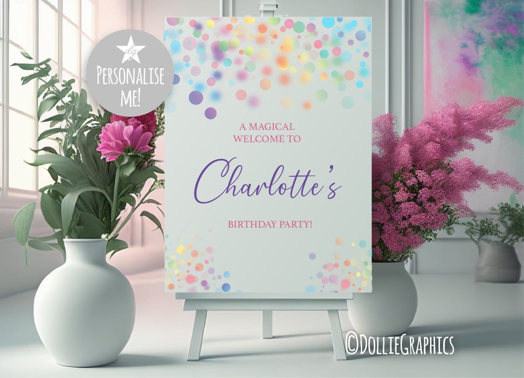 Personalised Birthday Sign, Table Sign, Easel Sign, Party Sign, Party ...