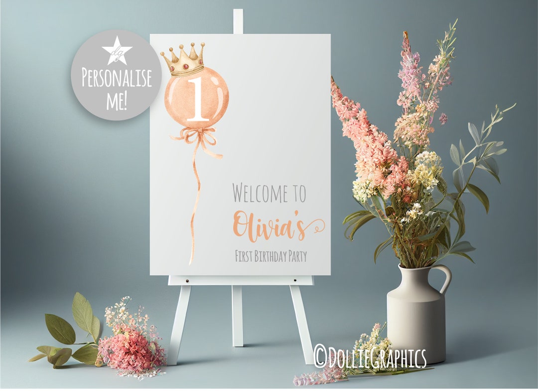 Personalised Birthday Sign, Table Sign, Easel Sign, Party Sign, 1st ...