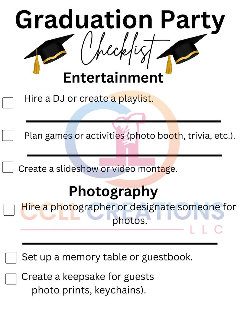 Graduation Party Checklist, Graduation Party Planning Checklist, Grad ...