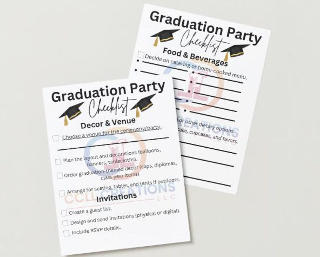 Graduation Party Checklist, Graduation Party Planning Checklist, Grad ...