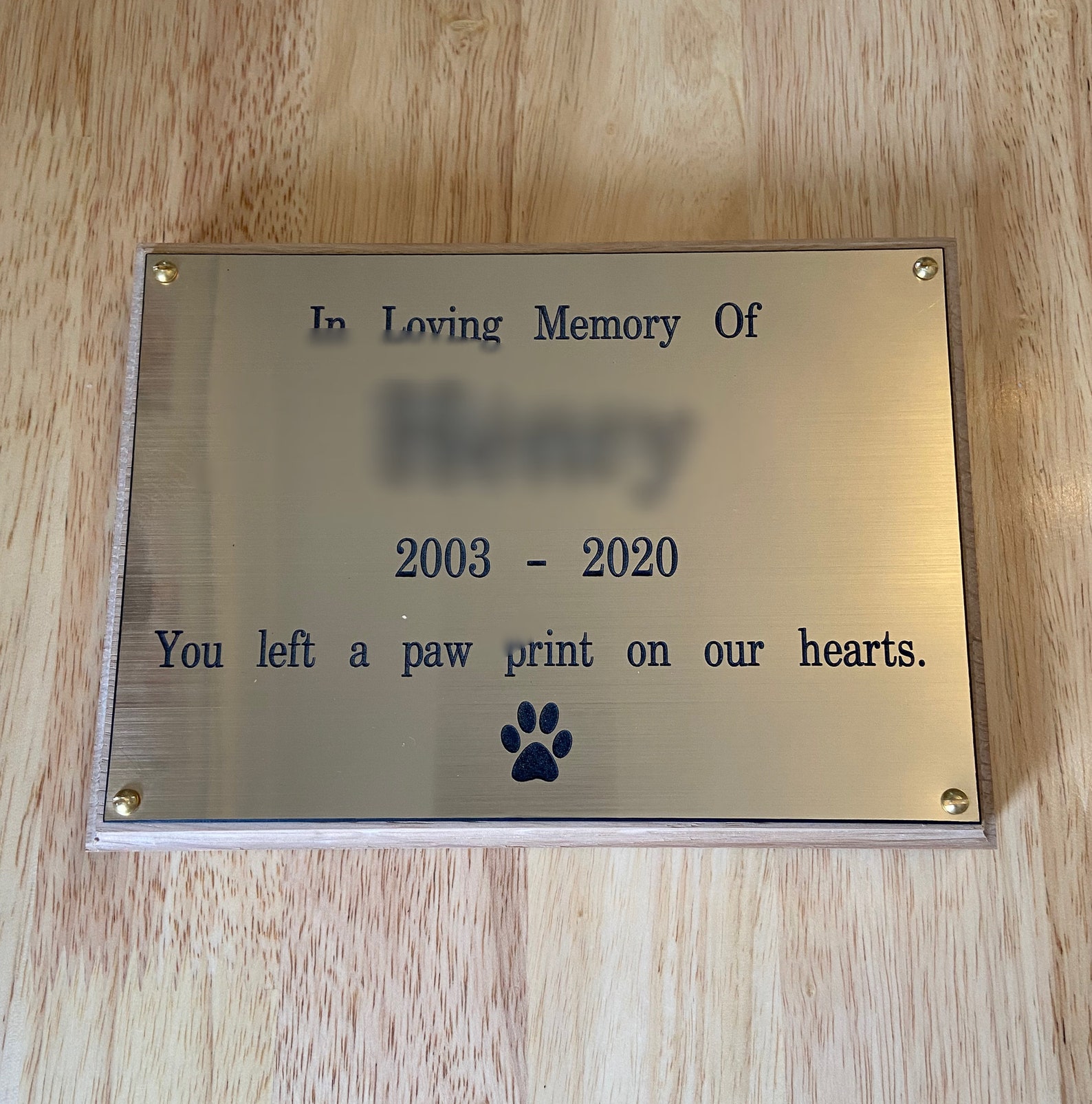 Memorial Plaque on Wooden Mount, Wall Plaque, Memorial Plaque, Wall ...