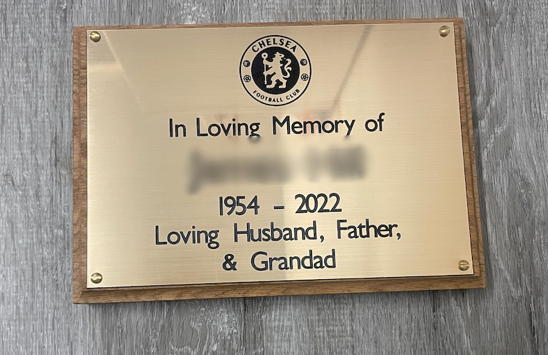 Memorial Plaque on Wooden Mount, Wall Plaque, Memorial Plaque, Wall ...