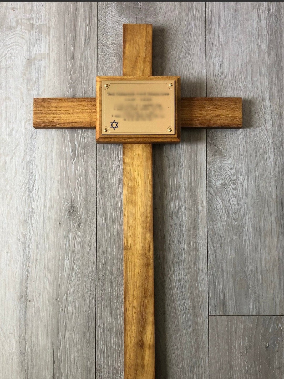 Large Solid Wood Memorial Cross, Engraved Plaque Grave Marker, Large ...