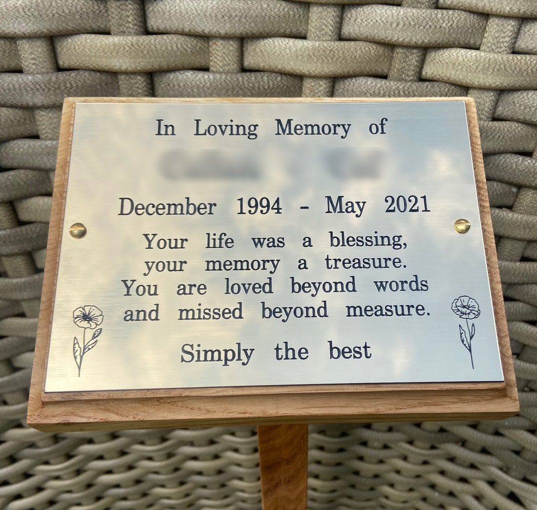 Oak Wooden Memorial Stake Plaque With Engraving Grave - Etsy