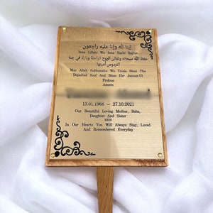 Wooden Memorial Stake, Oak Memorial, Iroko, Arabic Plaque, Arabic ...