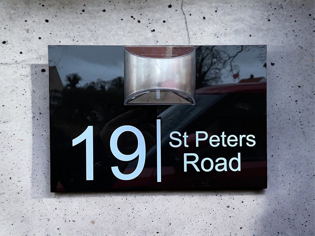 Solar House Sign, LED, Contemporary, Modern, Door Number, Large Plaque ...