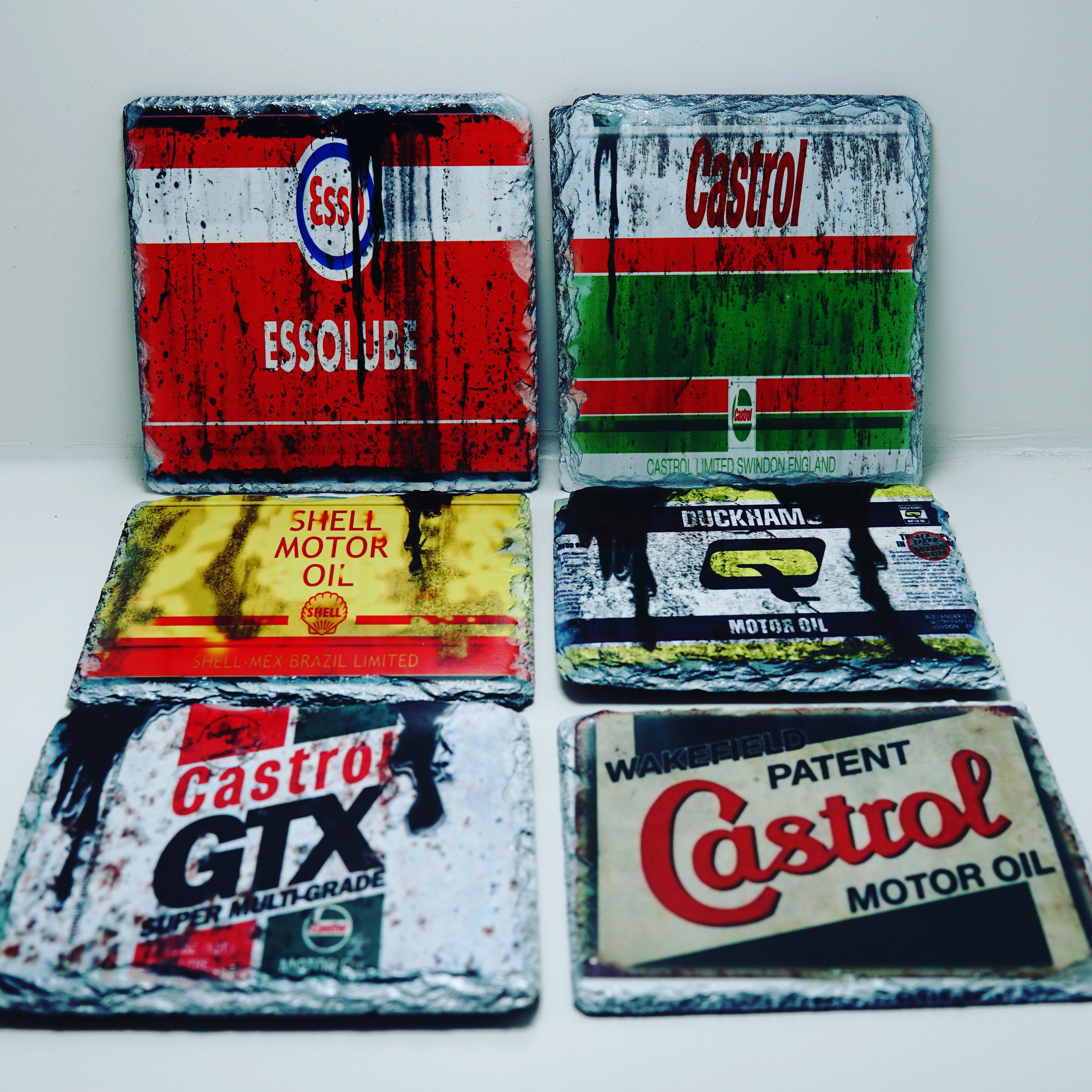 Distressed Oil Can Effect Slate Coaster Photo Slate Fathers - Etsy UK