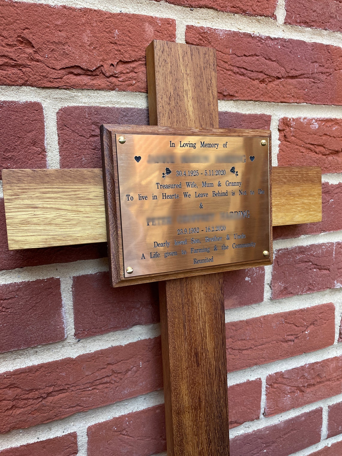 36 Wooden Memorial Cross With Free Plaque and Engraving - Etsy UK