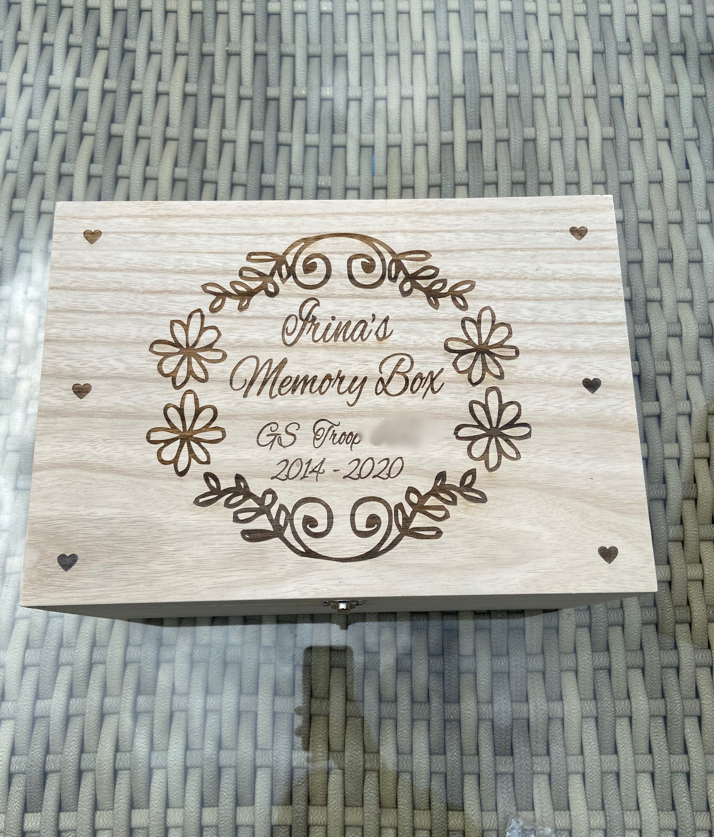 Personalised Large Wooden Memory Box. Hinged Box for - Etsy