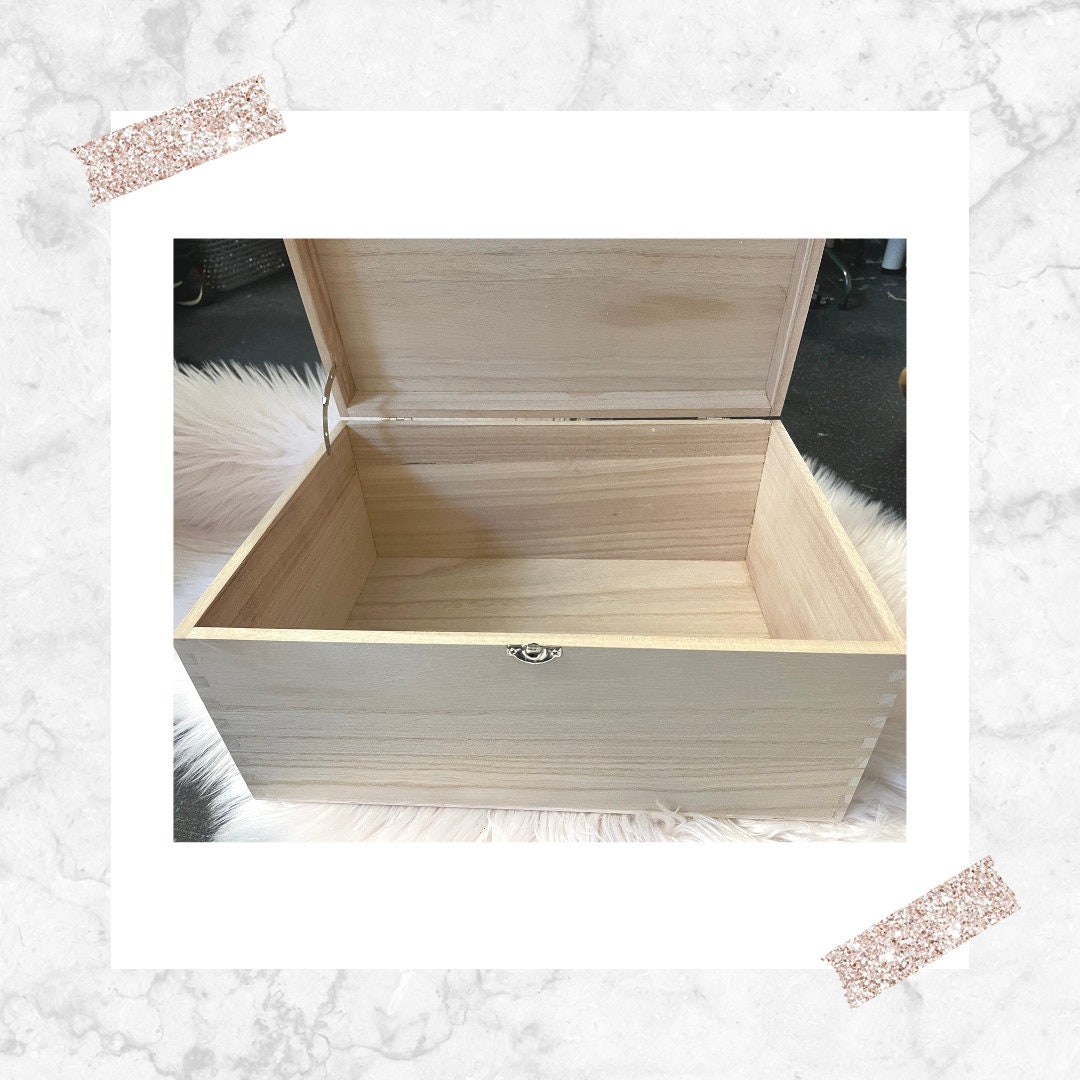 Personalised Large Wooden Memory Box. Hinged Box for - Etsy