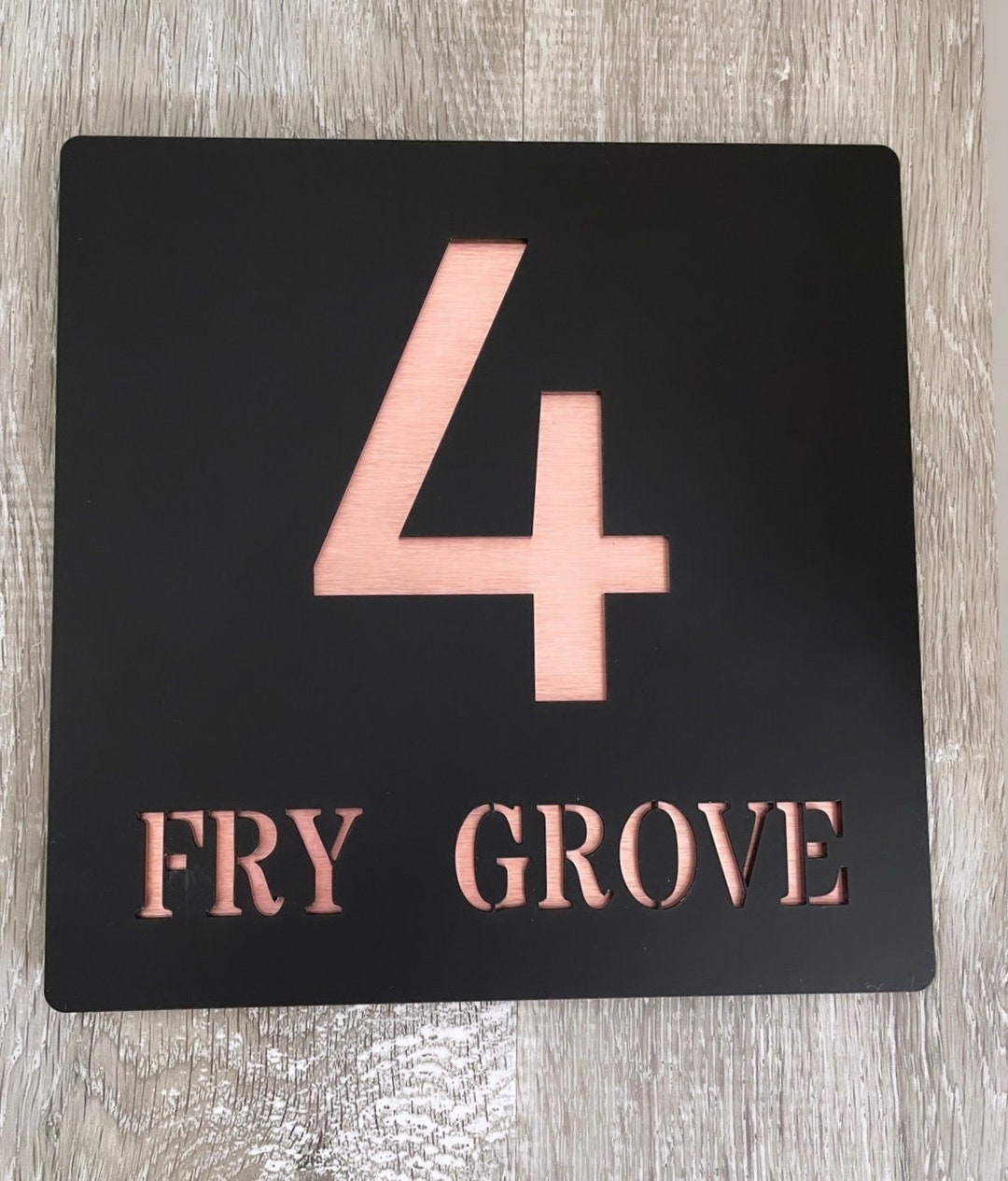 House Sign Matt Black & Copper Floating House Sign Door Number ...