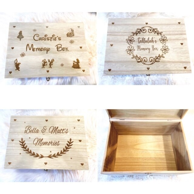 Personalised Large Wooden Memory Box. Hinged Box for - Etsy
