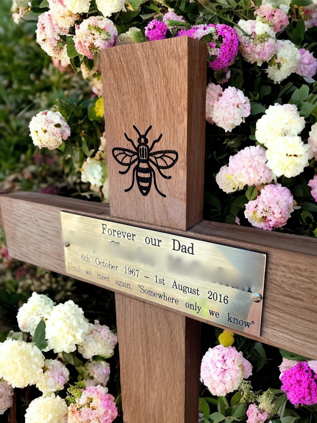 Large Wooden Memorial Cross With Plaque, Memorial Cross, Woodland ...