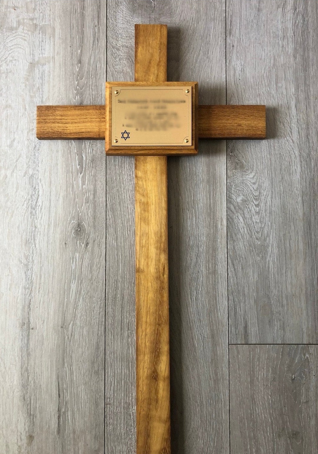 24” Wooden Memorial Cross With Free Plaque and Engraving or Engraved ...
