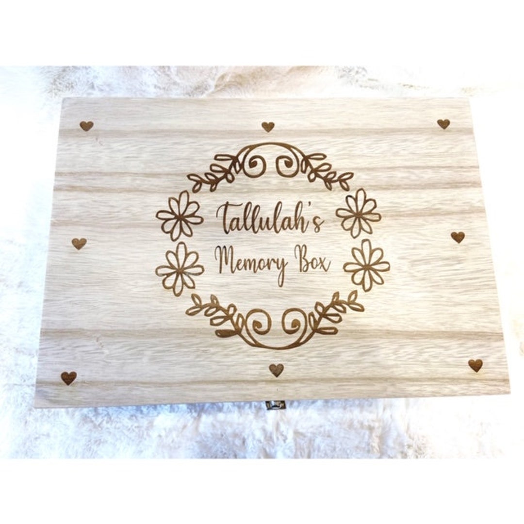 Personalised Large Wooden Memory Box. Hinged Box for - Etsy
