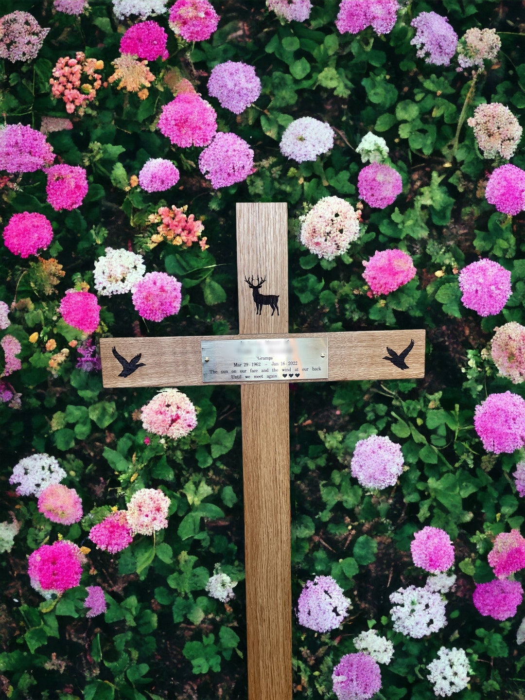 Wooden Memorial Cross With Plaque and Engraving or Wood Engraving ...