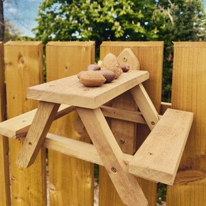 Squirrel Table Picnic Bench for Squirrels Hardwood Handmade Seasoned ...