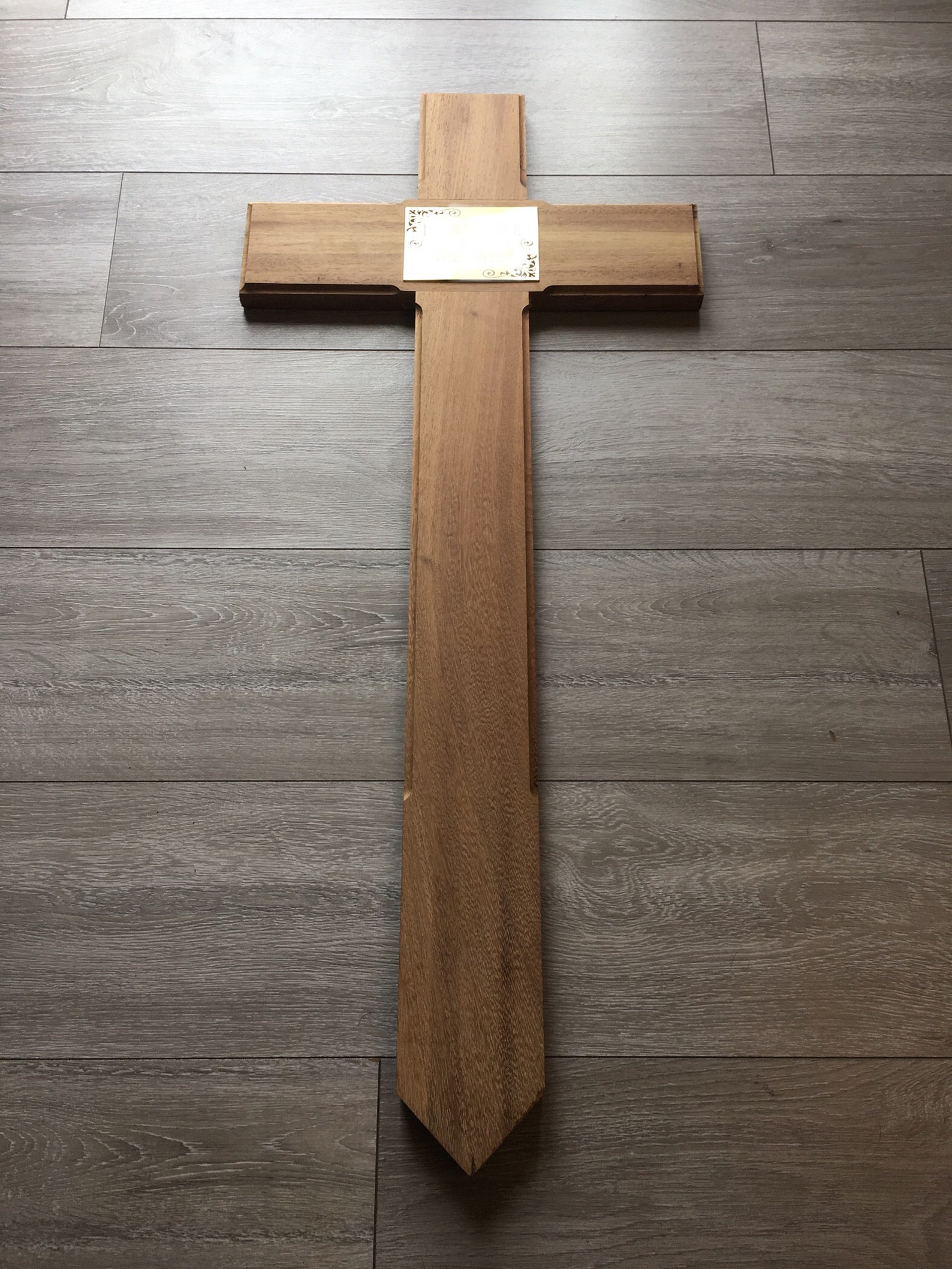 43” XL Wooden Memorial Cross With Free Engrave Plaque or Engraved Onto ...