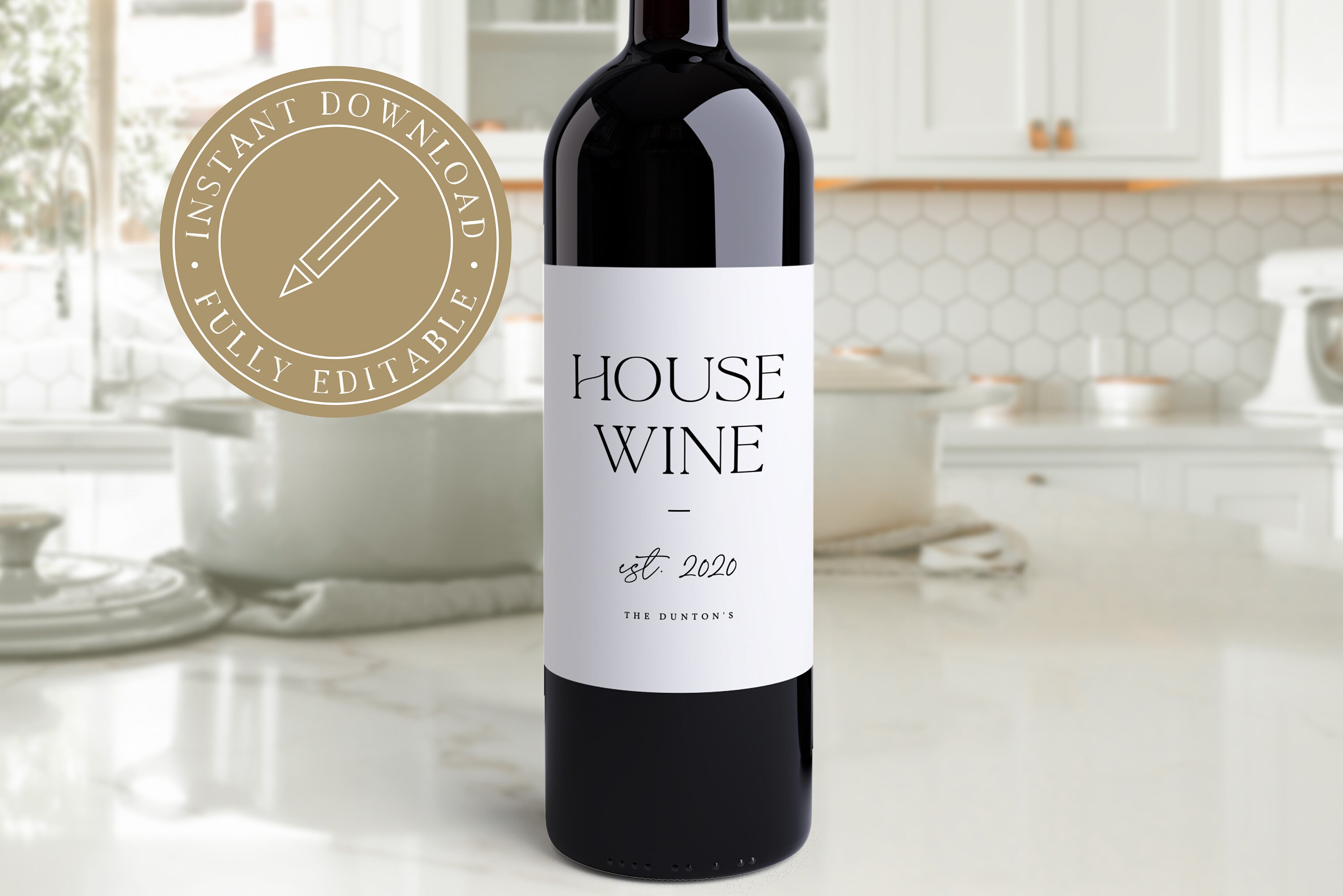 House Wine Labels, Housewarming Wine, Housewarming Gift, Digital Print ...