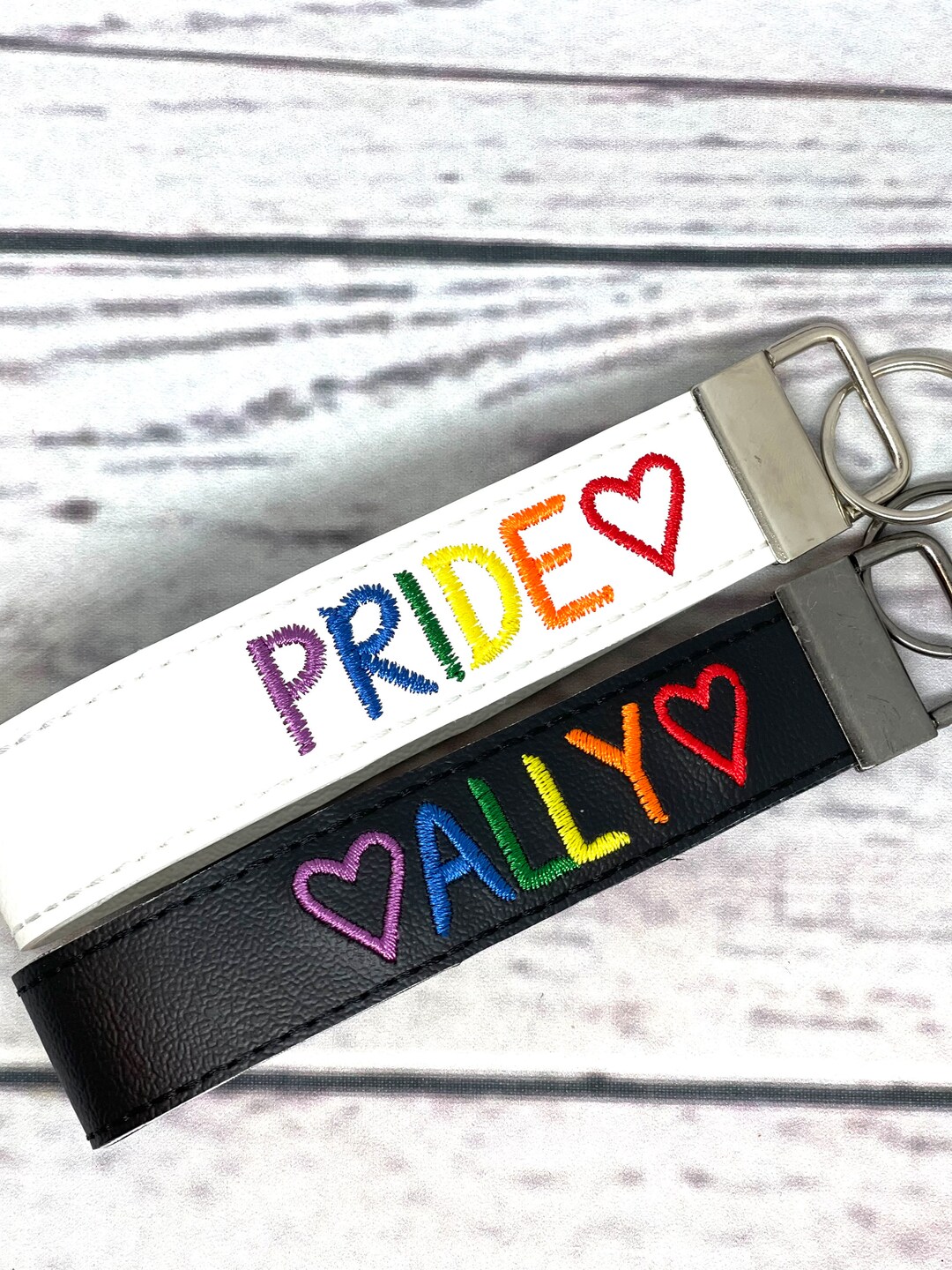 LGBTQ Pride Ally Rainbow Heart Wristlet Key Fob Custom Made - Etsy