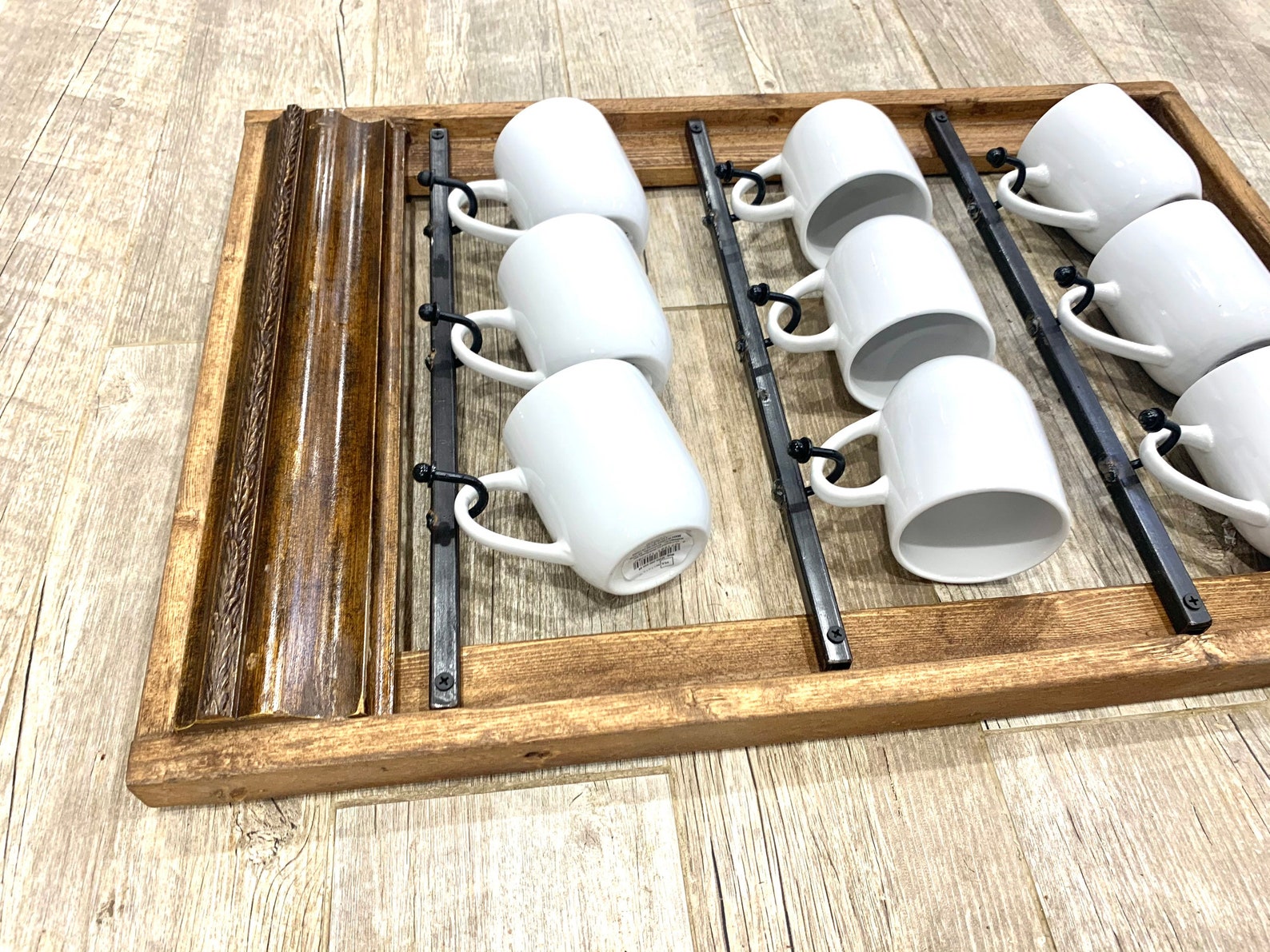 Wall Mounted Mug Rack Metal & Wood Coffee Cup Rack for Wall - Etsy