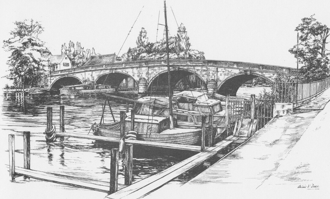Print of Henley-on-thames Pen and Ink Drawing, Made in Around 1968/9 ...