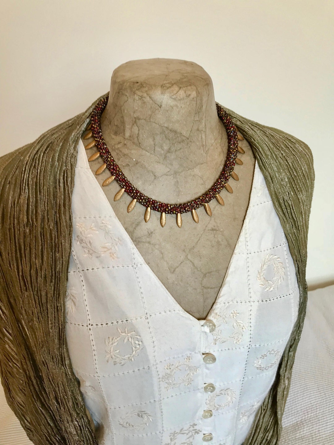 Magic Apple & Gold Daggers Bead Crochet Necklace - Etsy