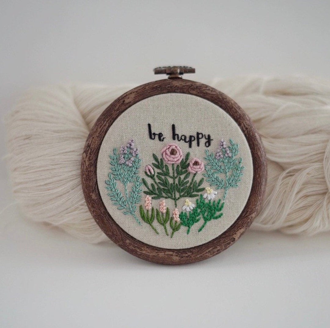 Be Happy Hand Embroidery Pattern - PDF - Instant Download - Etsy