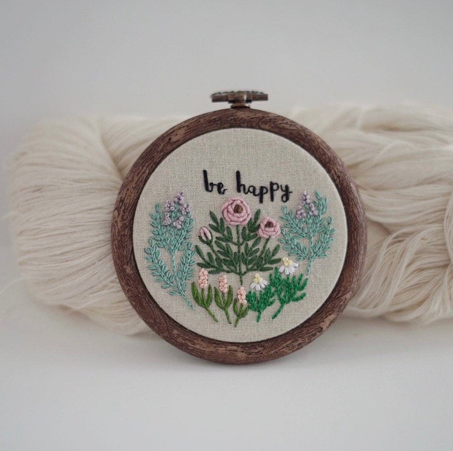 Be Happy Hand Embroidery Pattern - PDF - Instant Download - Etsy