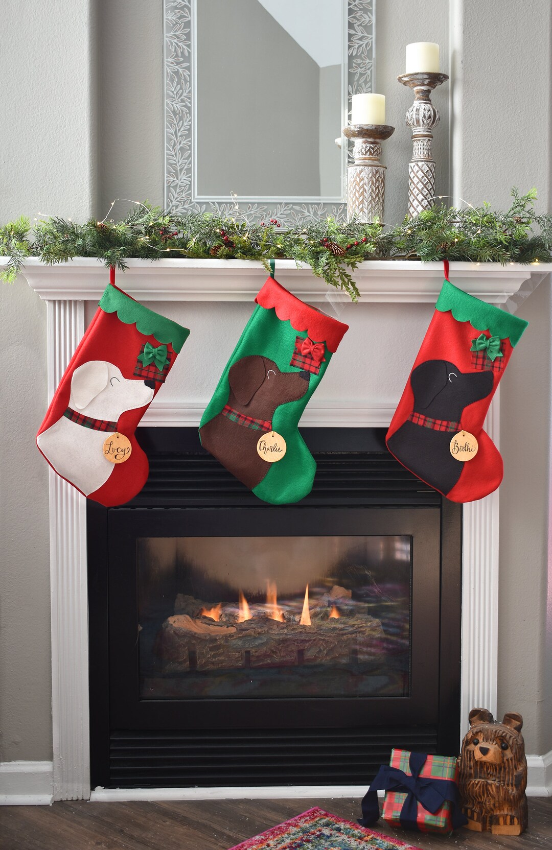 Labrador Retriever Christmas Personalized Stockings // Black Yellow or ...