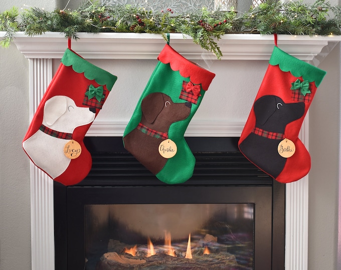 Labrador Retriever Christmas Personalized Stockings // Black Yellow or ...