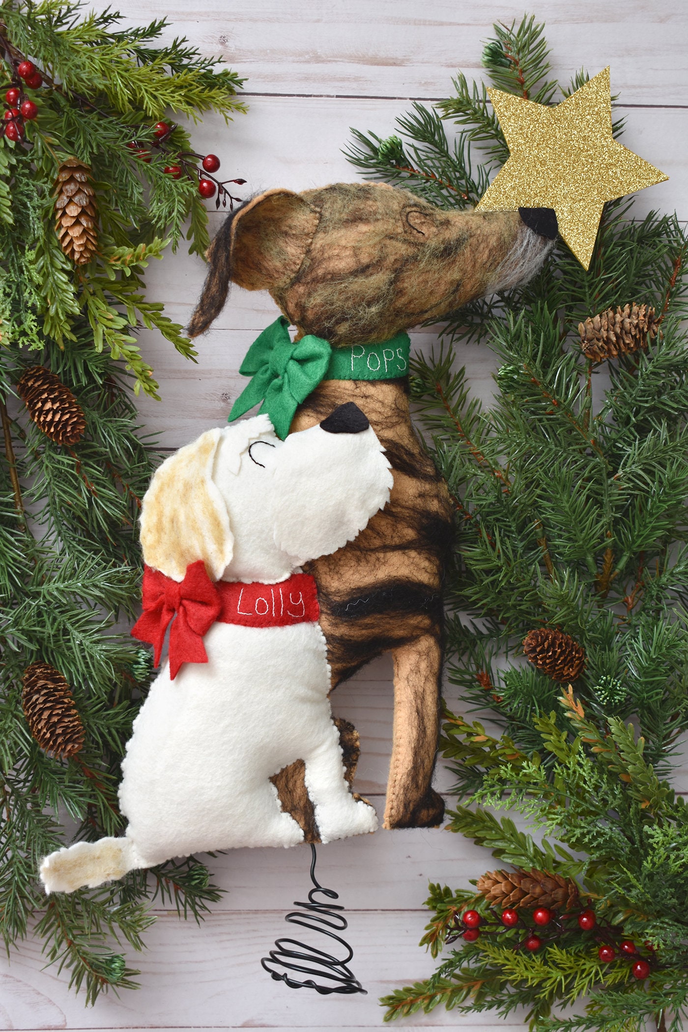 Multiple Dog Tree Topper (2 or 3) // Dog Christmas Tree Topper ...