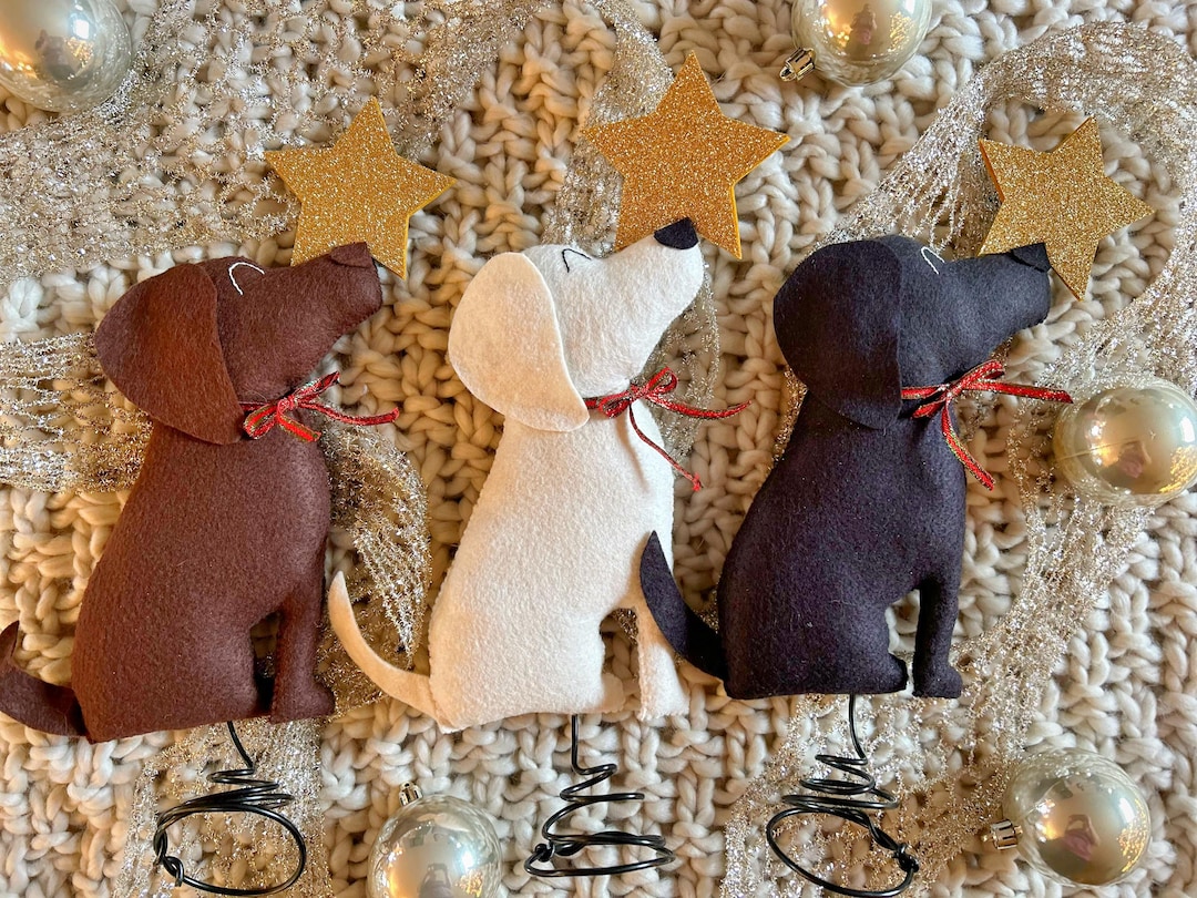 Labrador Christmas Tree Topper // Dog Christmas Decor // Black Yellow ...