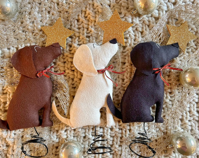Labrador Christmas Tree Topper // Dog Christmas Decor // Black Yellow ...