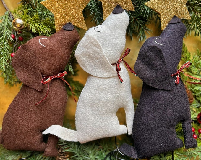 Labrador Christmas Tree Topper // Dog Christmas Decor // Black Yellow ...