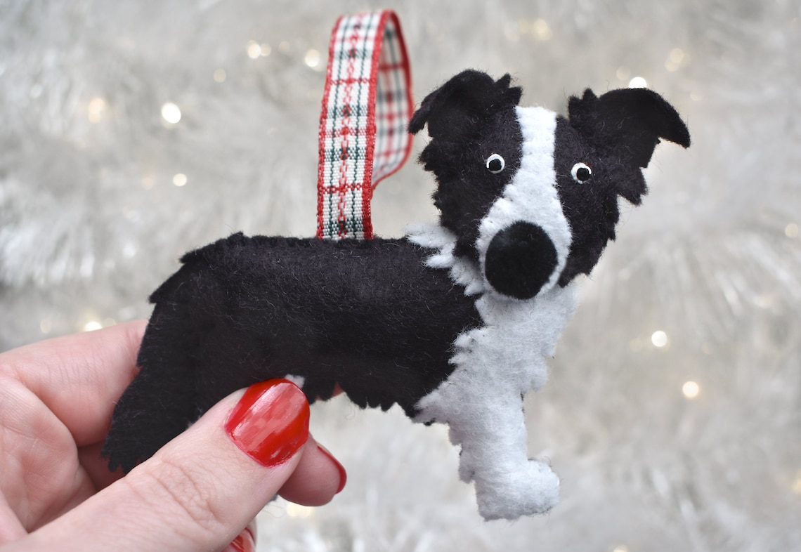 Border Collie Christmas Ornament // Handmade Felt Border Collie Holiday ...