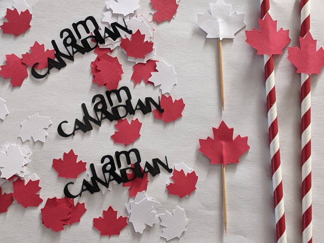 Canada Day Party Pack, Maple Leaf Banner, Bio Straws, Canadian Confetti ...