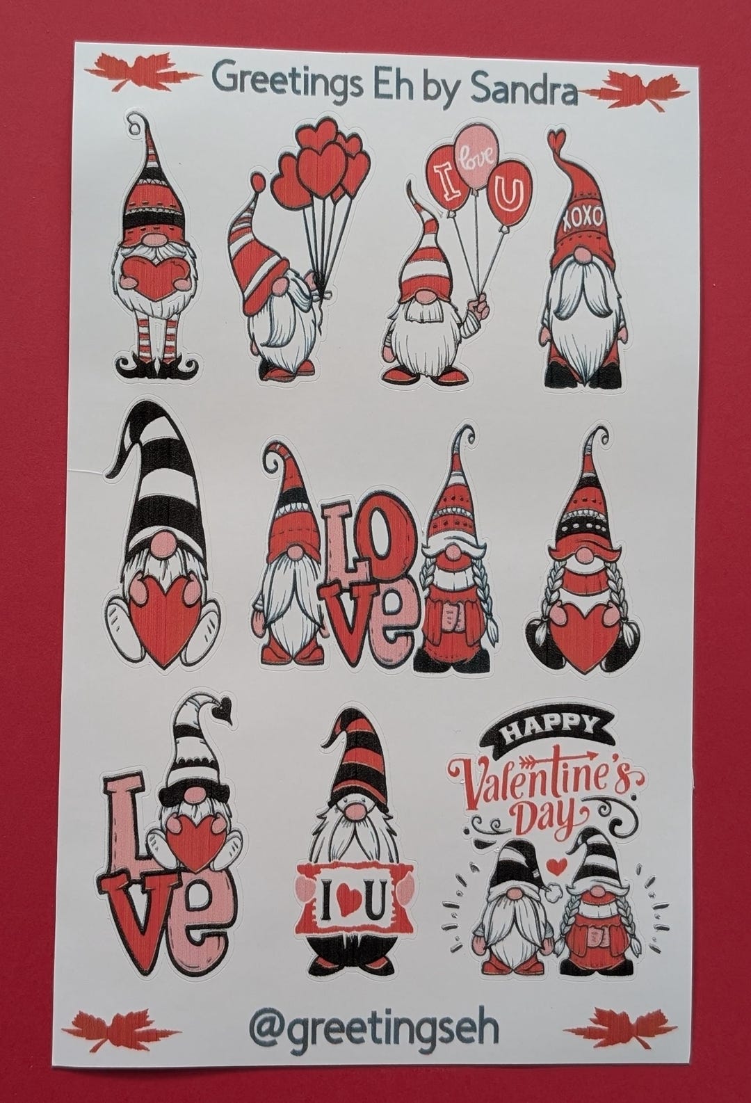 Gnome Valentine Day Stickers, Happy Valentine's Day, Planner Stickers ...