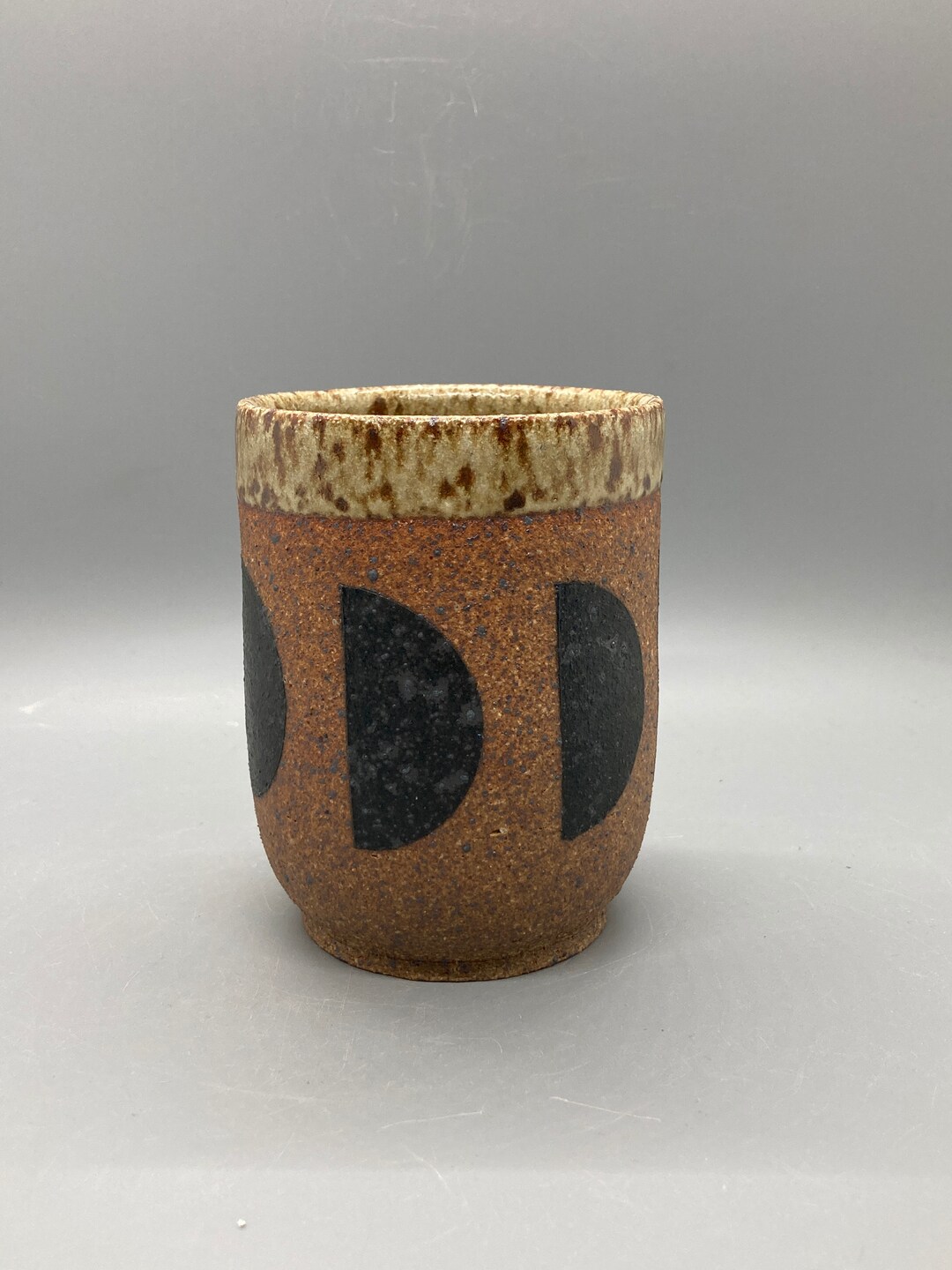 Handmade Ceramic Tumbler With Navy Half Moon Design, Wine Tumbler ...