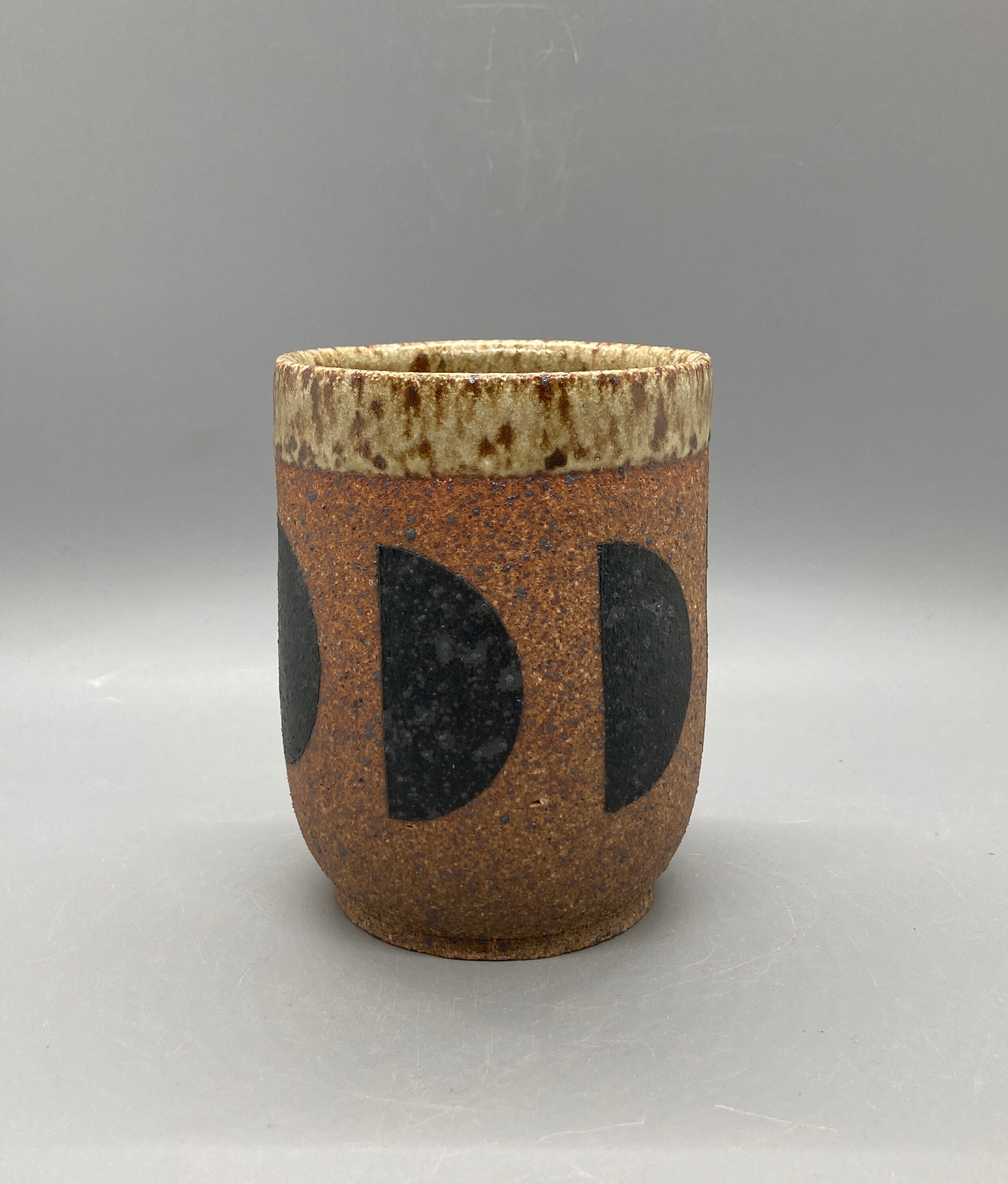 Handmade Ceramic Tumbler With Navy Half Moon Design, Wine Tumbler ...