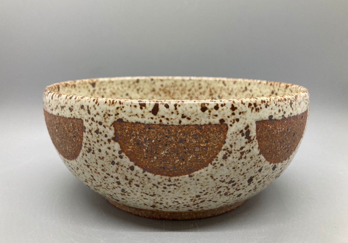 Speckled White Bowl, Half-moon Bowl, 1/2 Moon Design, Handmade, Ceramic ...