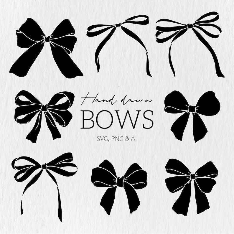 Ribbon Bow Svg Bundle Ribbon Svg Bow Svg Png Hair Bow Svg Bow Tie Svg Hand Drawn Bow Clip