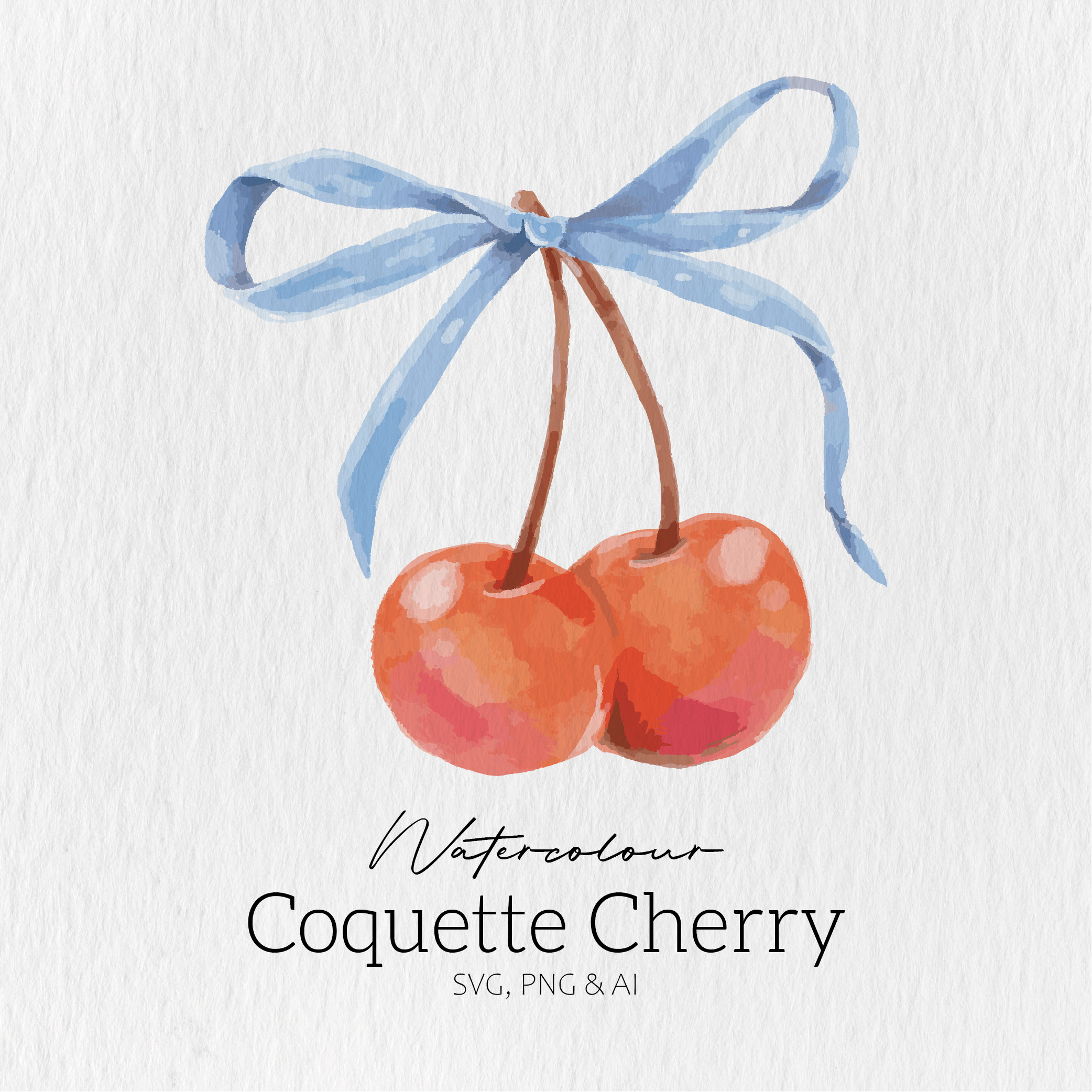 Watercolor Coquette Cherry Bow Clipart, Cute Coquette Clipart,blue ...