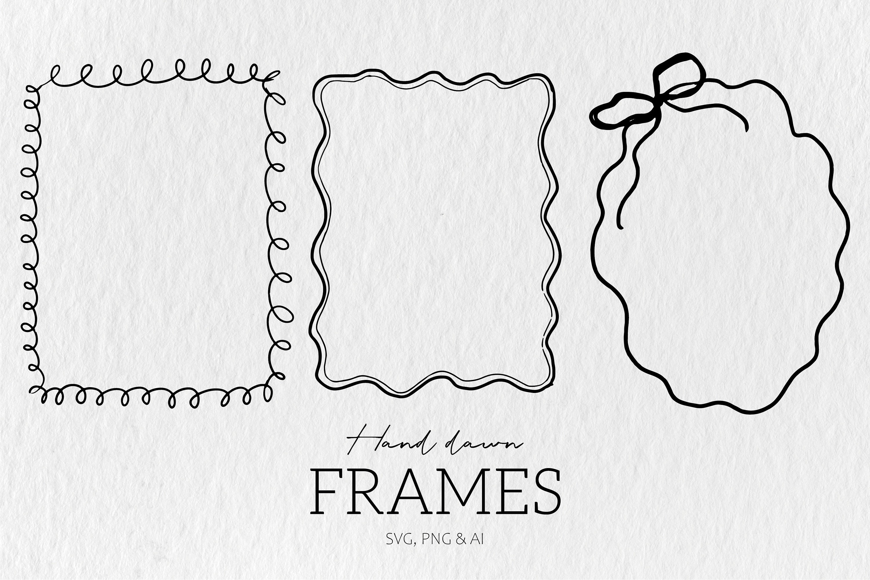 Wavy Frame SVG Bundle,, Frame SVG, Frame Svg Png,hand Drawn Frame Clip ...