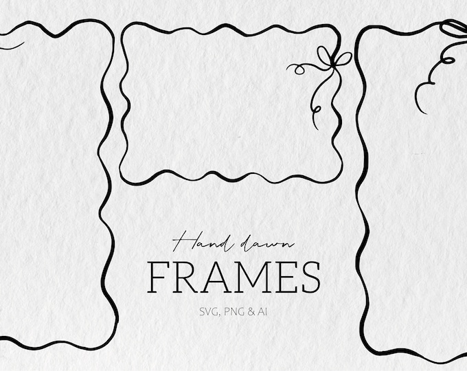 Wavy Frame SVG Bundle,, Frame SVG, Frame Svg Png,hand Drawn Frame Clip ...