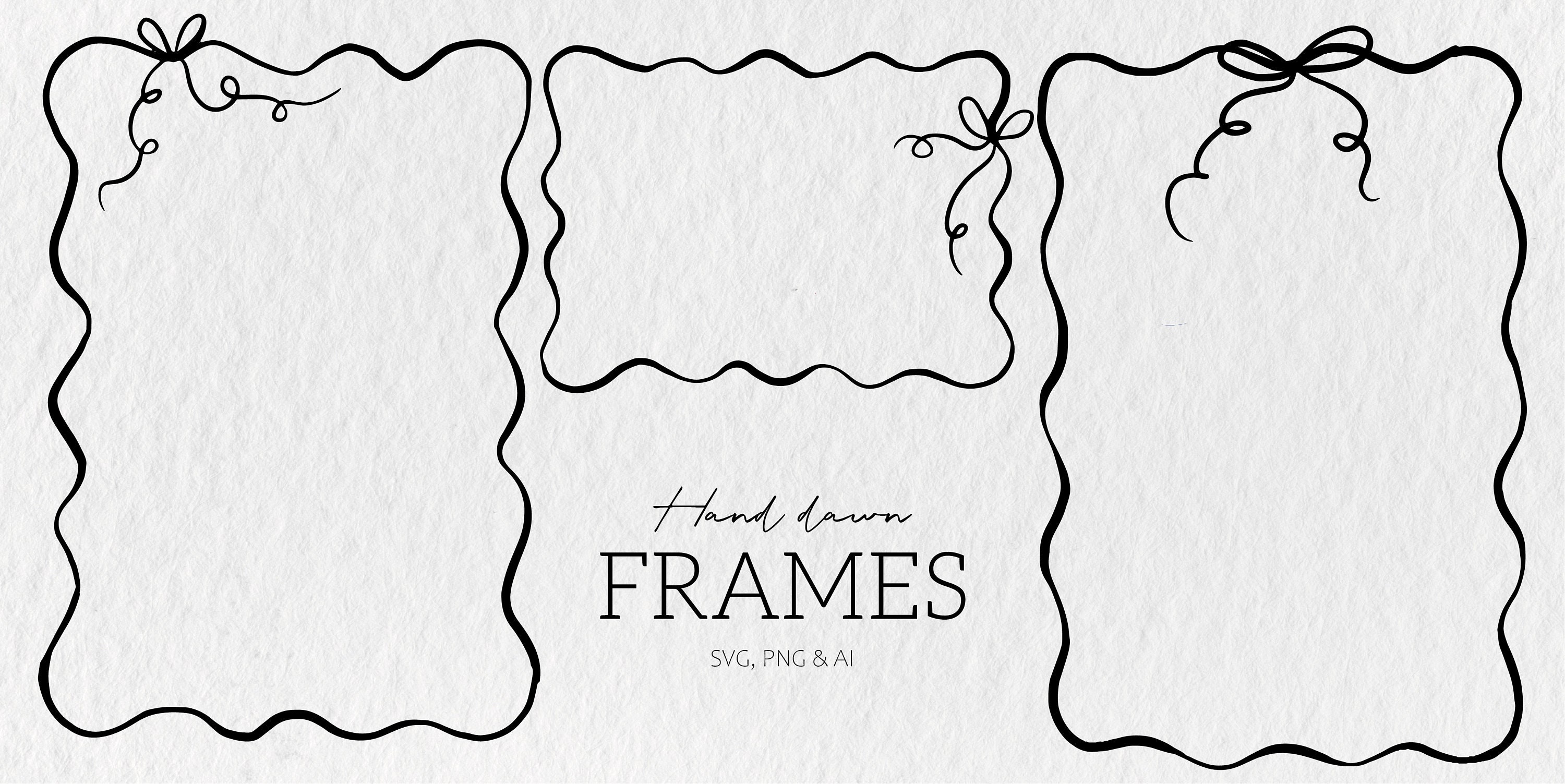 Wavy Frame SVG Bundle,, Frame SVG, Frame Svg Png,hand Drawn Frame Clip ...