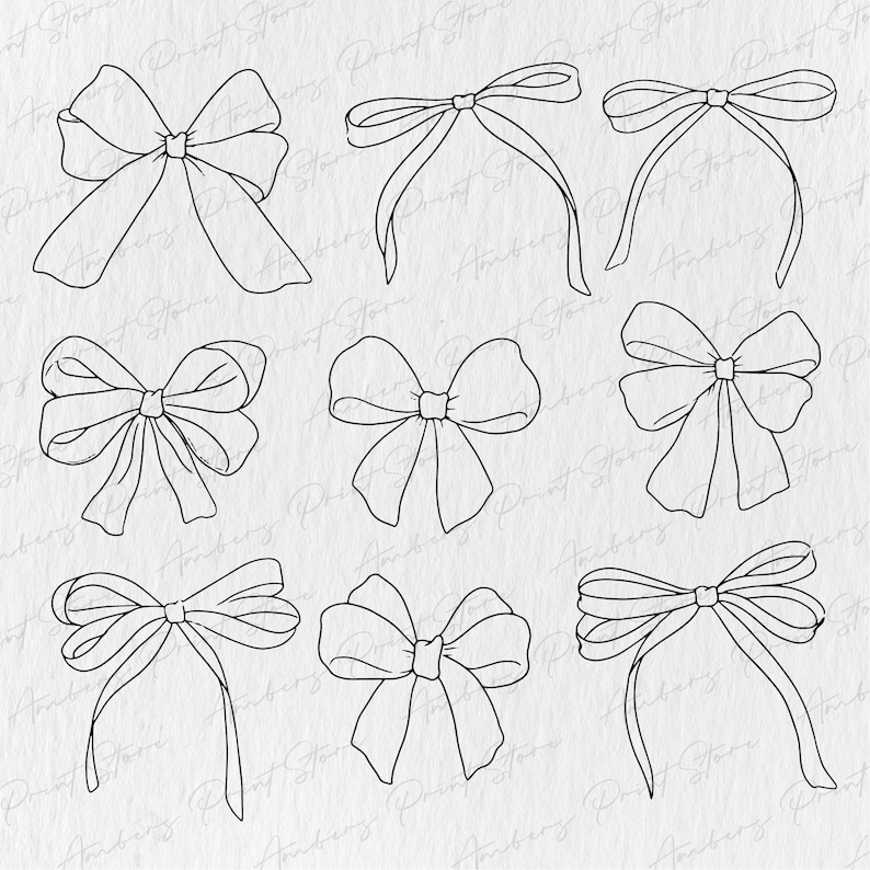 Ribbon Bow Svg Bundle Ribbon Svg Bow Svg Png Hair Bow Svg Bow Tie Svg Hand Drawn Bow Clip